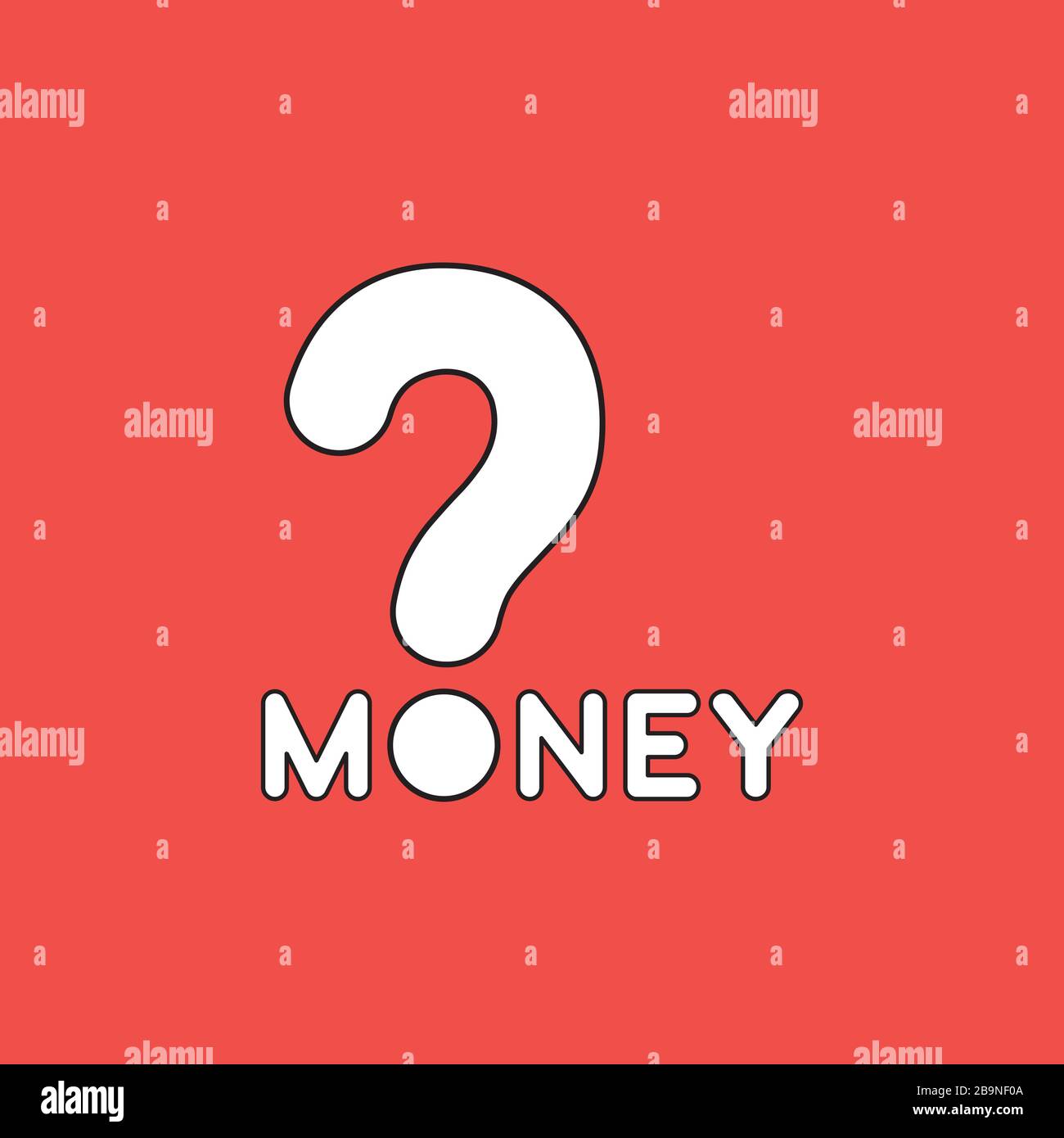 Vector icon concept of black money text with question mark. White color ...