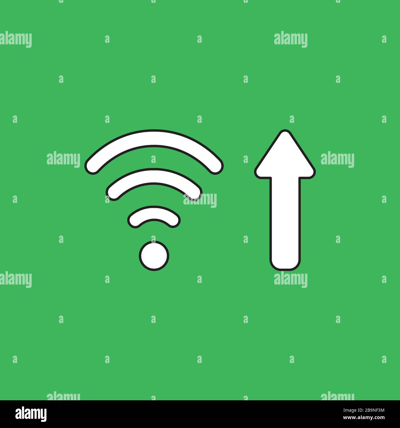 Vector icon concept of wifi wireless symbol with arrow moving up ...