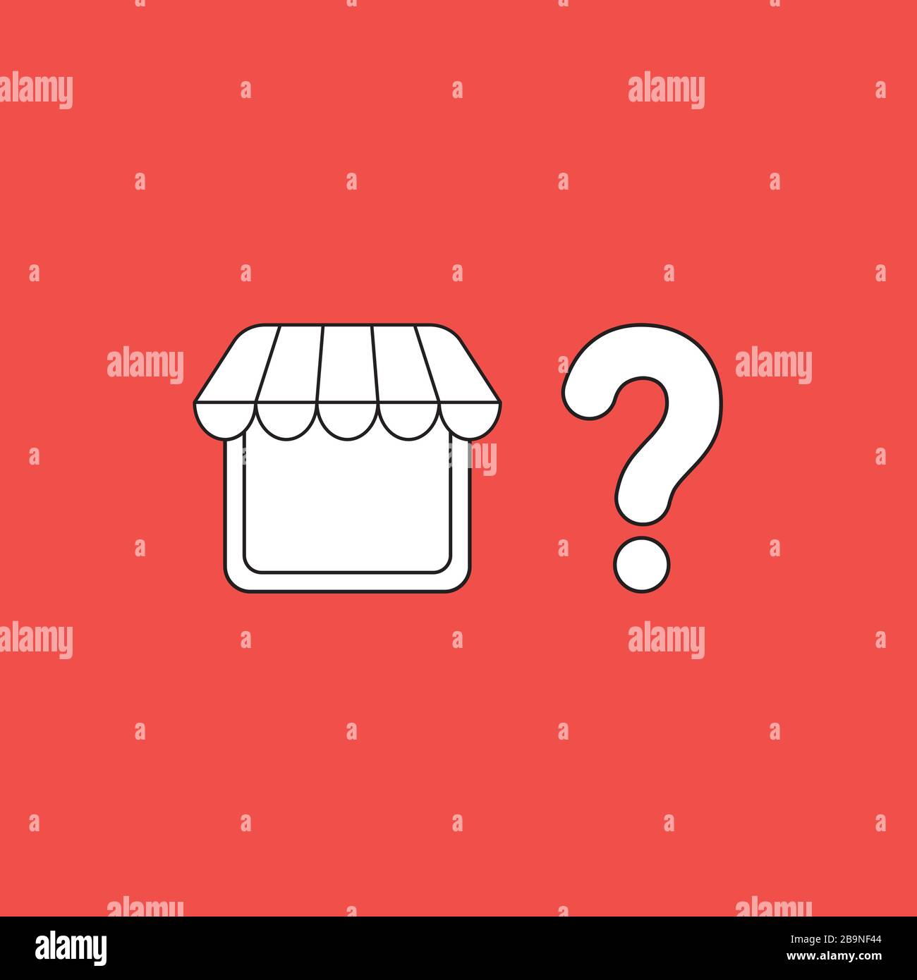 Vector icon concept of shop store with question mark. White color with ...