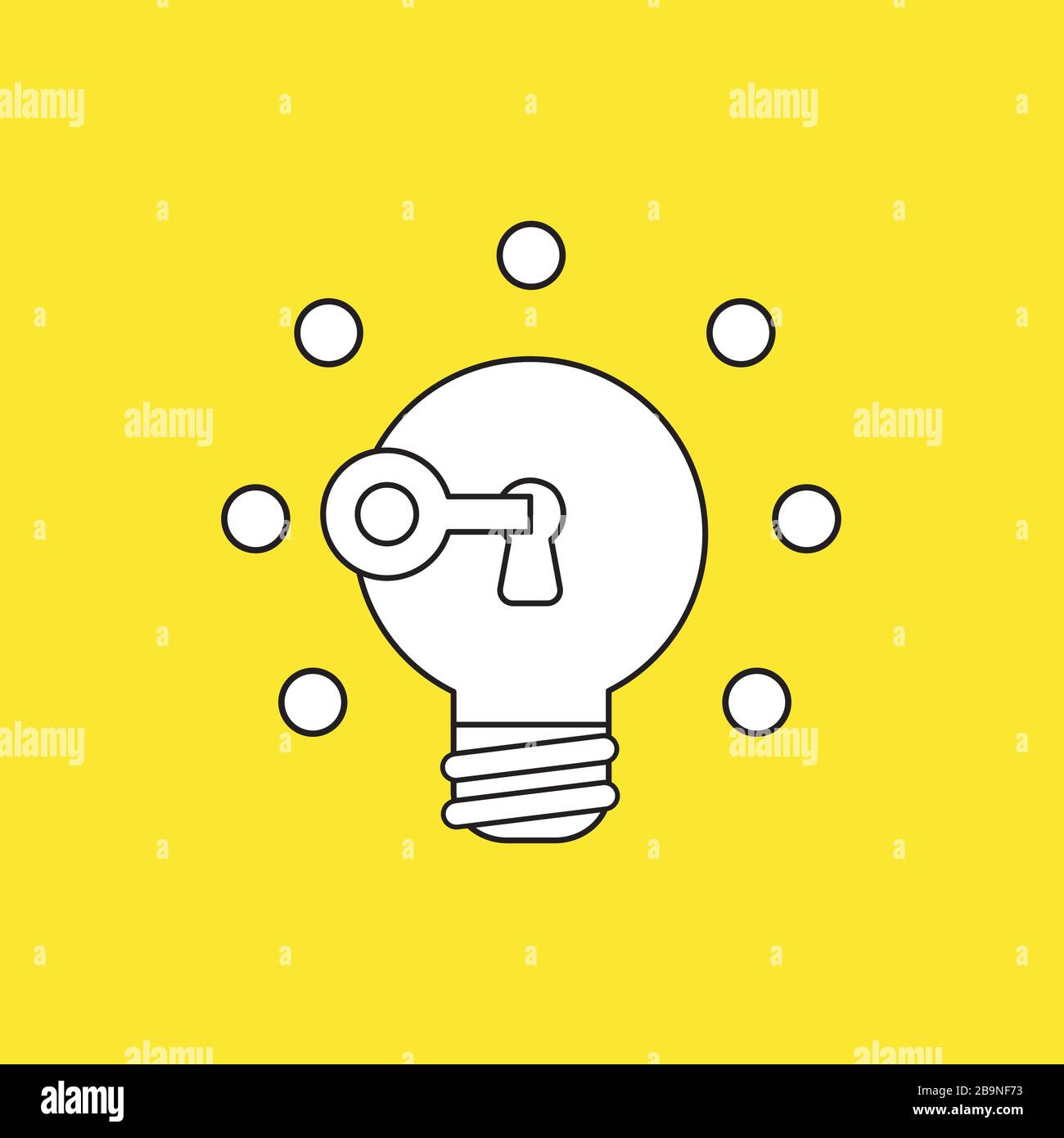 Vector icon concept of key unlocking light bulb idea glowing. White ...