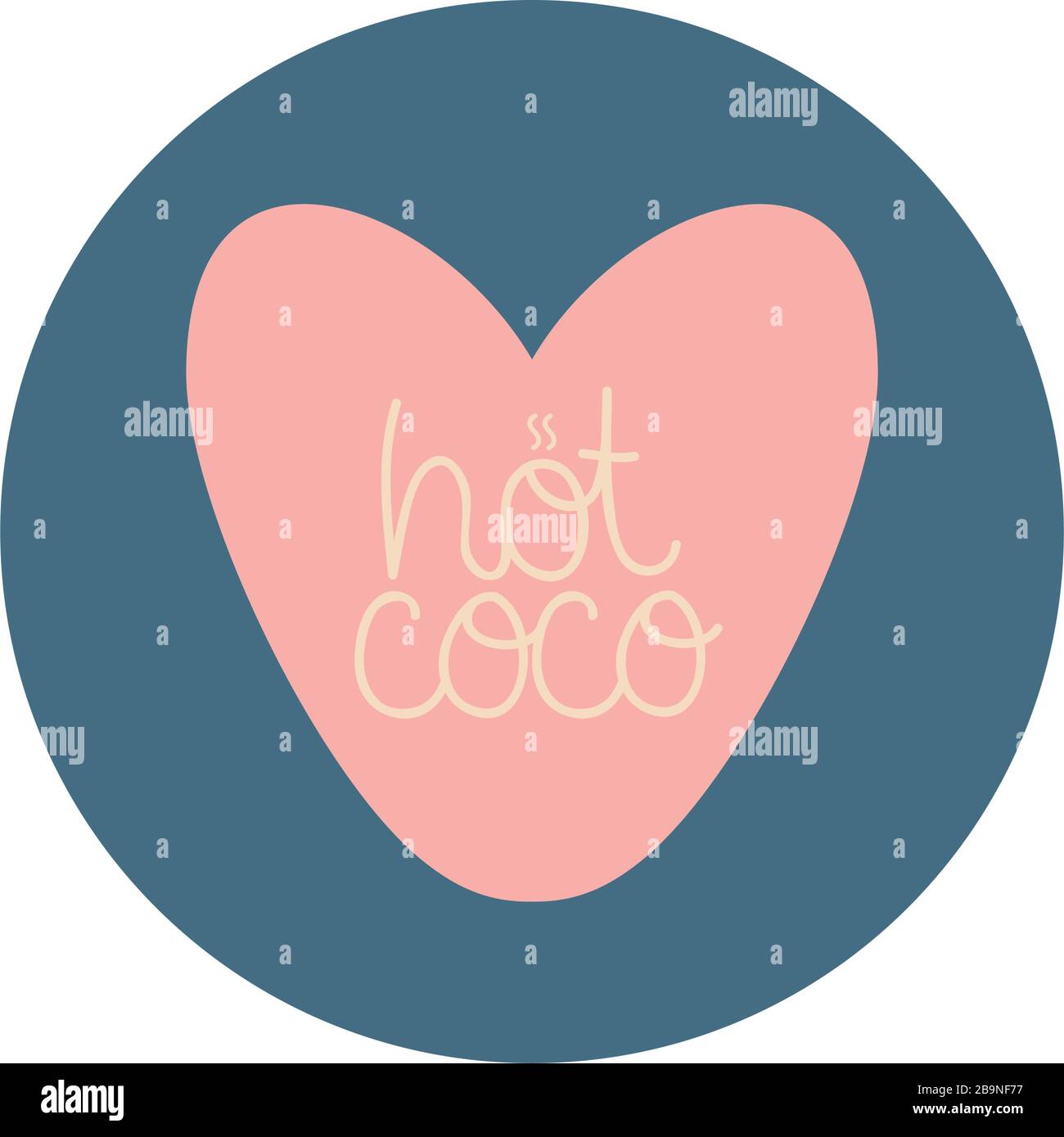 Heart and hot coco text flat block style icon design of love passion ...