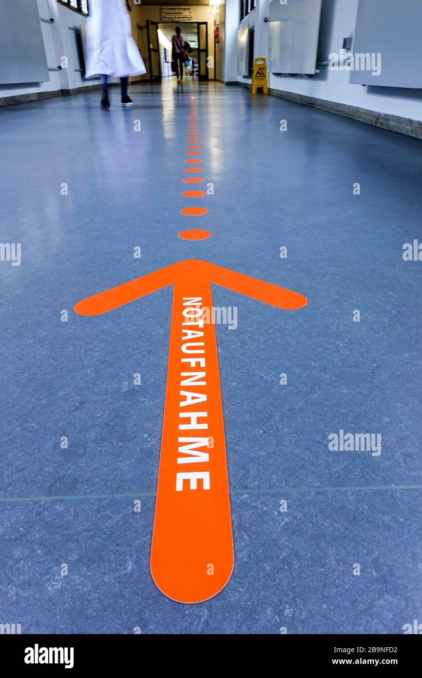 Guide to the emergency room on the floor of the hospital, Bavaria ...