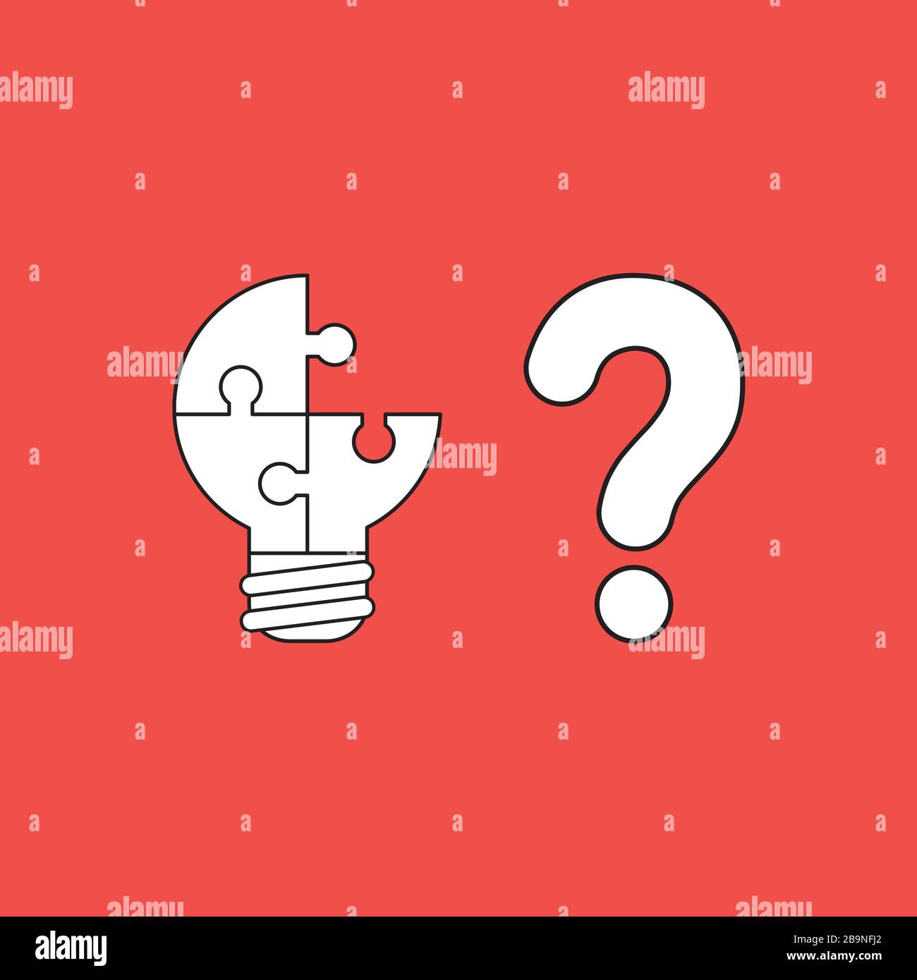 Vector icon concept of three connected light bulb puzzle, missing piece ...