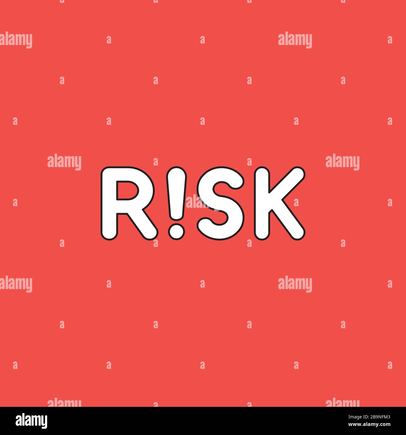 Vector icon concept of risk text with exclamation mark. White color ...