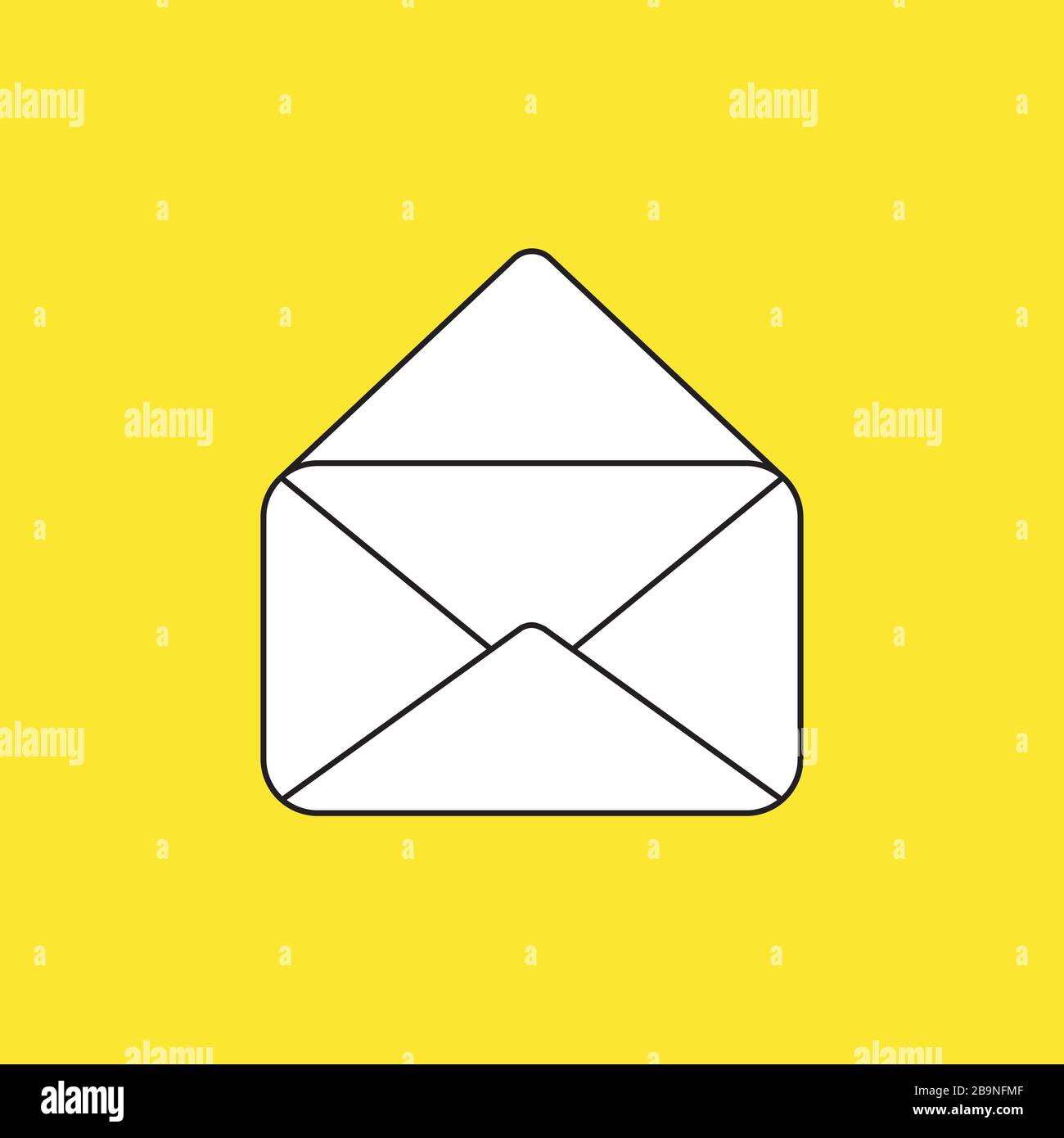Vector icon of opened mail envelope. White color with black outlines ...