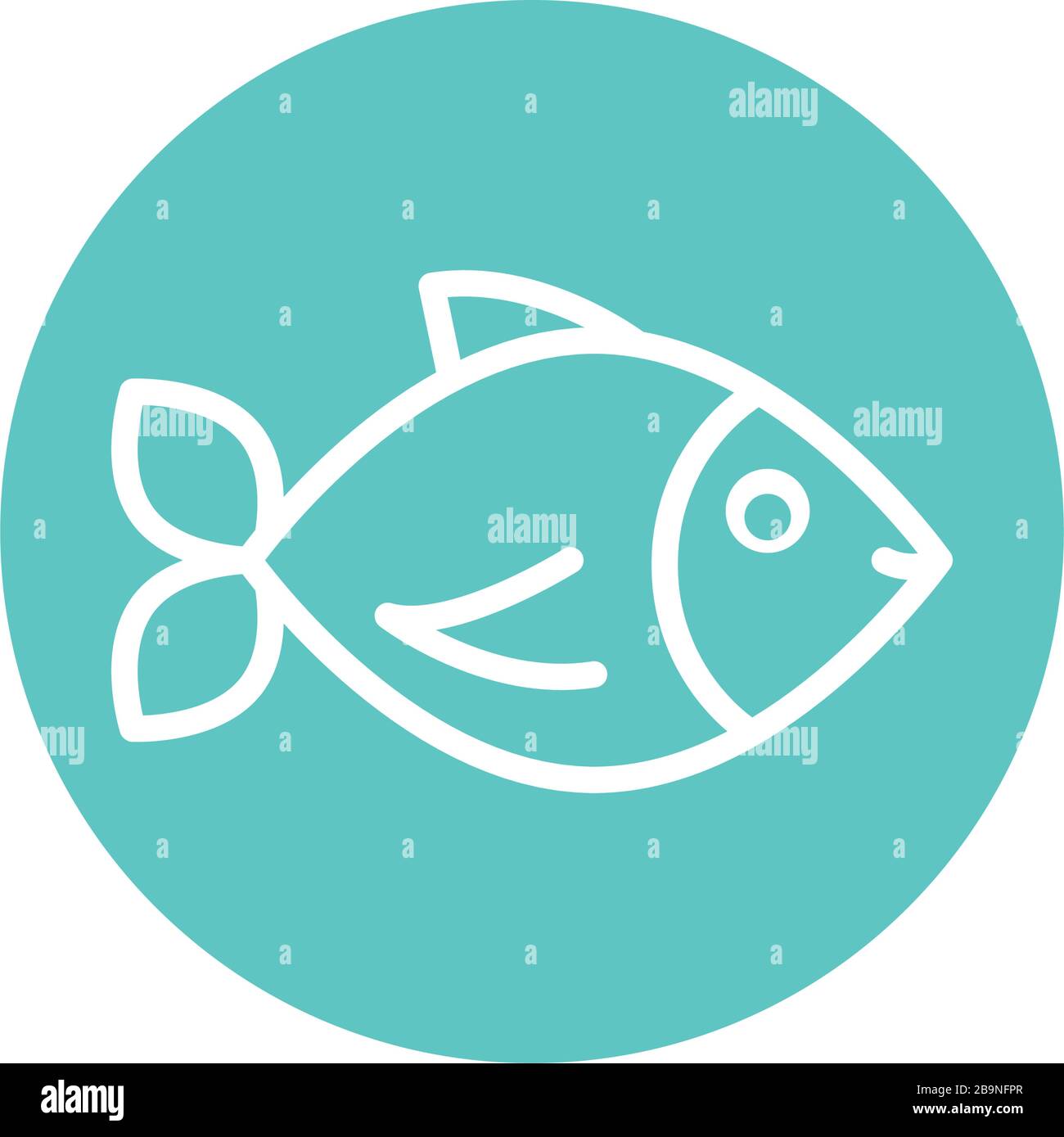 Fish line block style icon design Sea life ecosystem fauna ocean ...