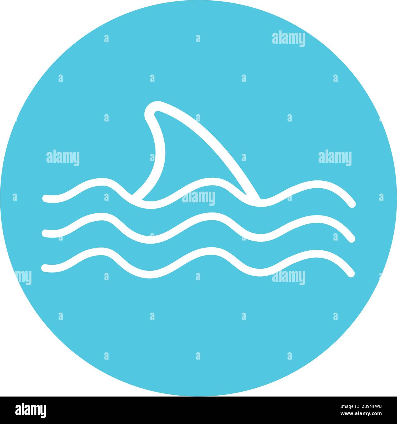 shark fin line block style icon design Sea life ecosystem fauna ocean ...