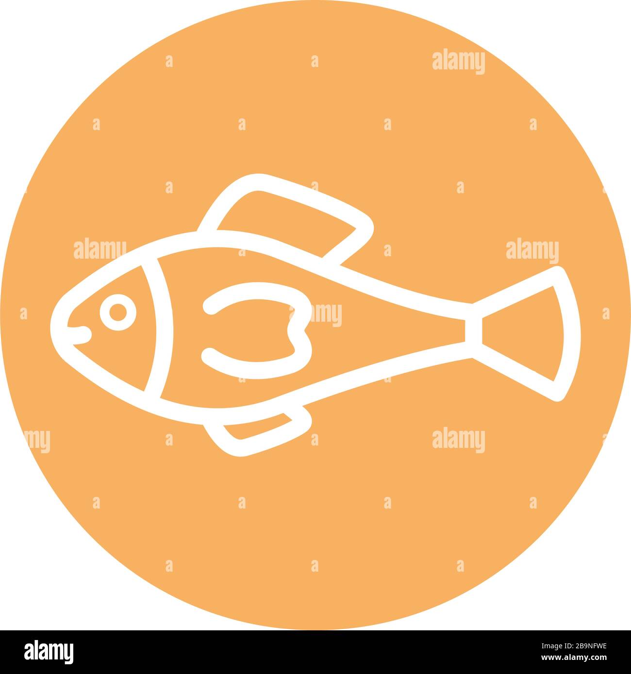 Fish line block style icon design Sea life ecosystem fauna ocean ...