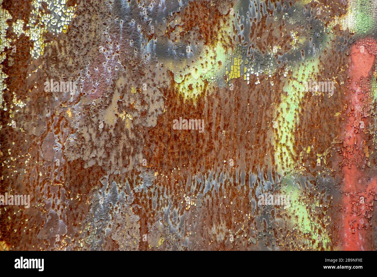 Rusty metal walls with cracked paint. Metal rust texture background ...