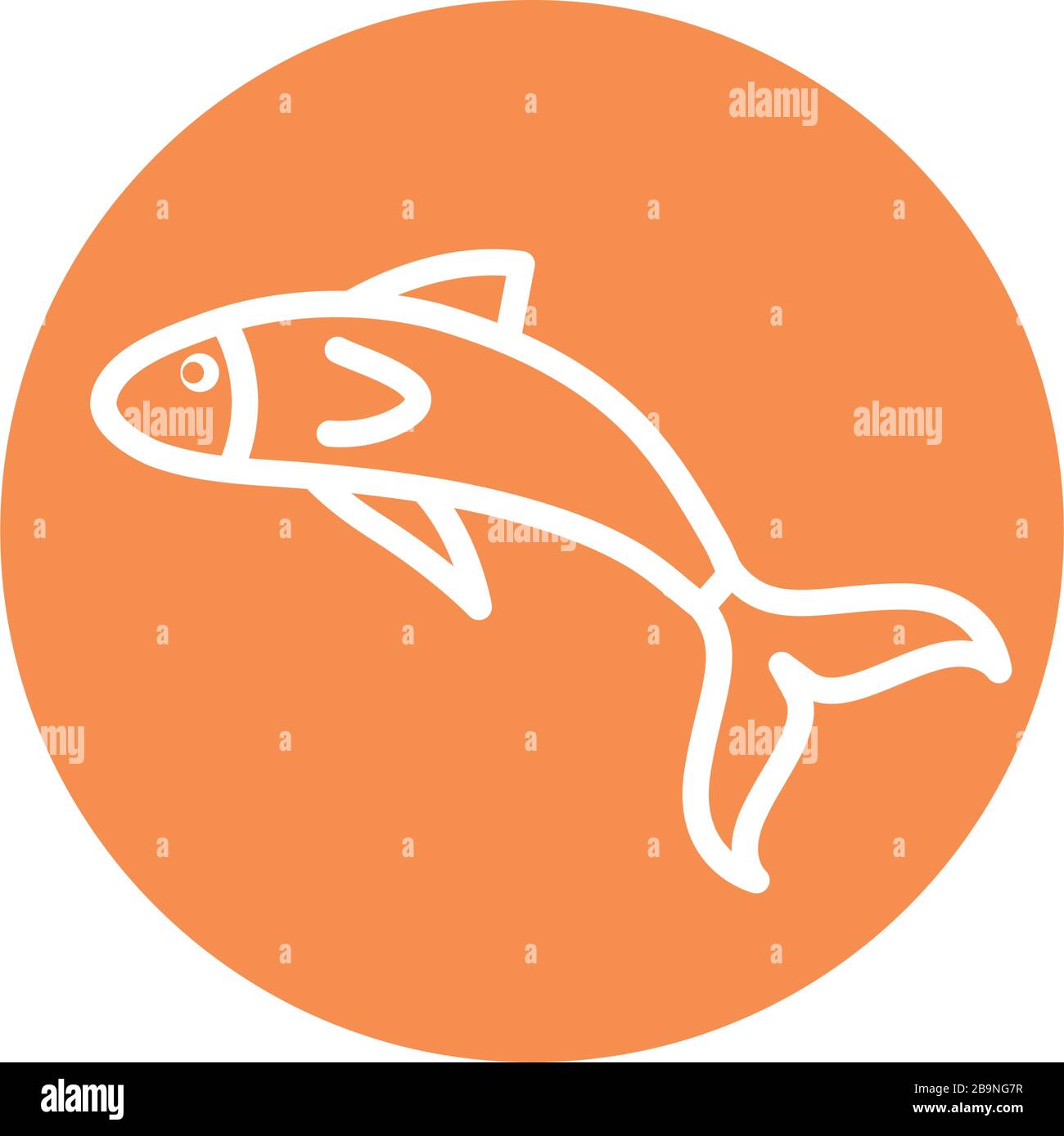 Fish line block style icon design Sea life ecosystem fauna ocean ...