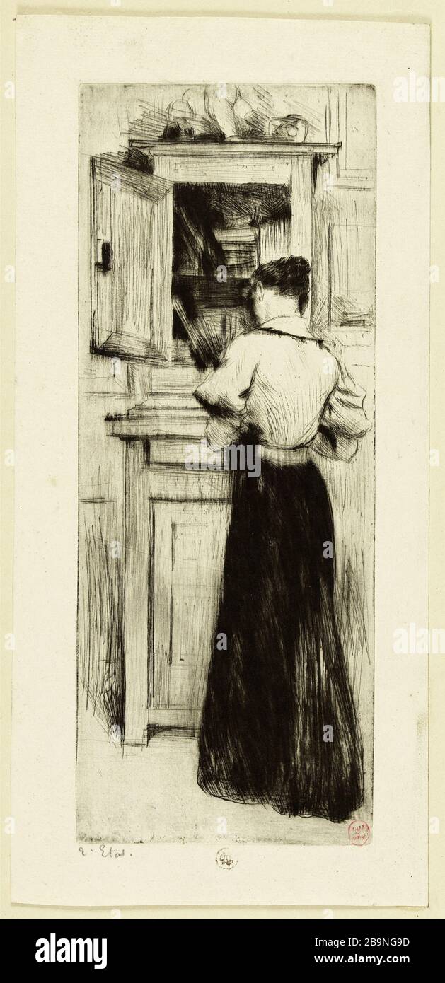 The wardrobe Norbert Goeneutte (1854-1894). "L'armoire". eau-forte ...