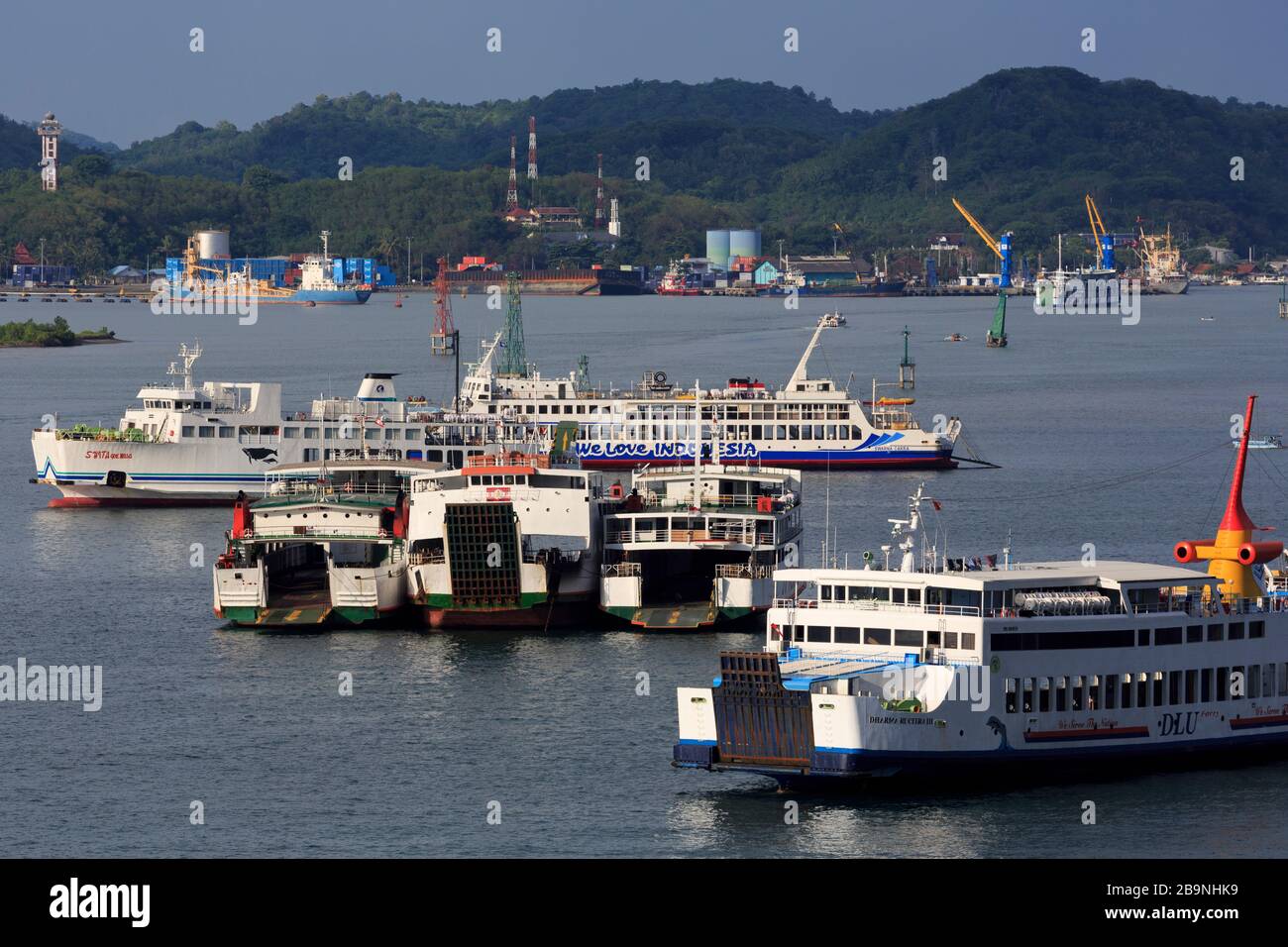 Ferries in Lembar Port, Lombok Island, West Nusa Tenggara Province ...