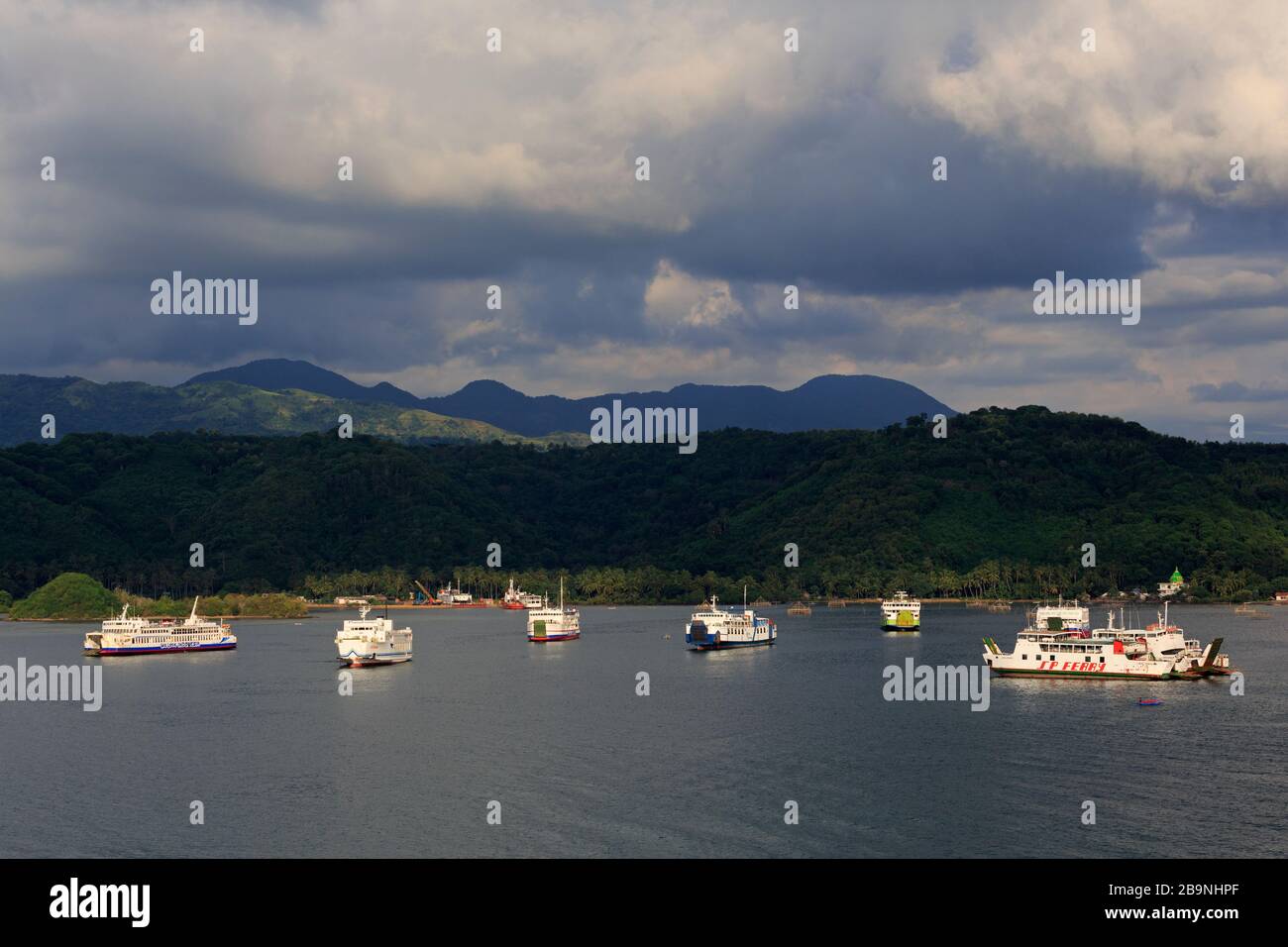 Ferries in Lembar Port, Lombok Island, West Nusa Tenggara Province ...