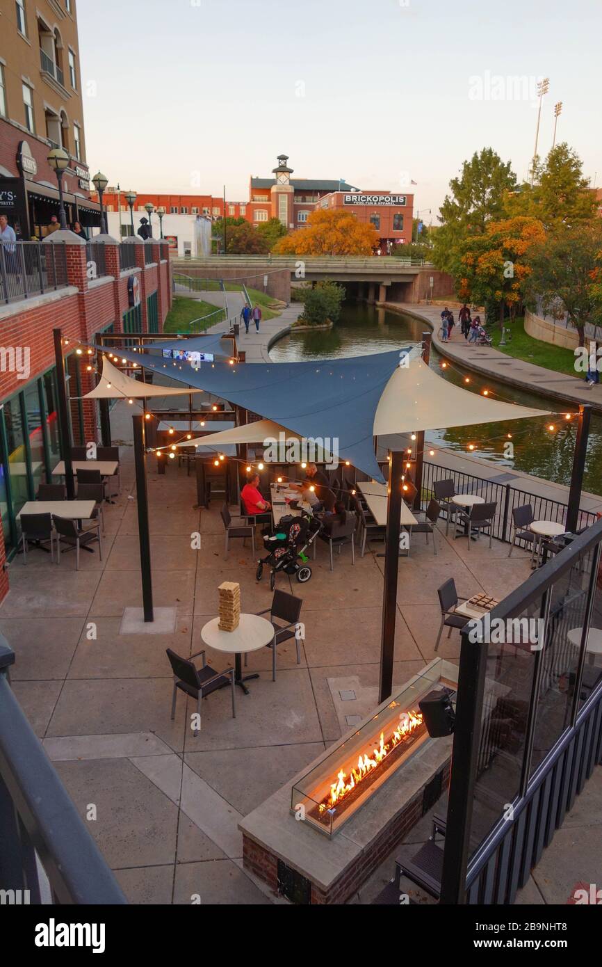One of many restaurants along the riverwalk in downtown Oklahoma City ...