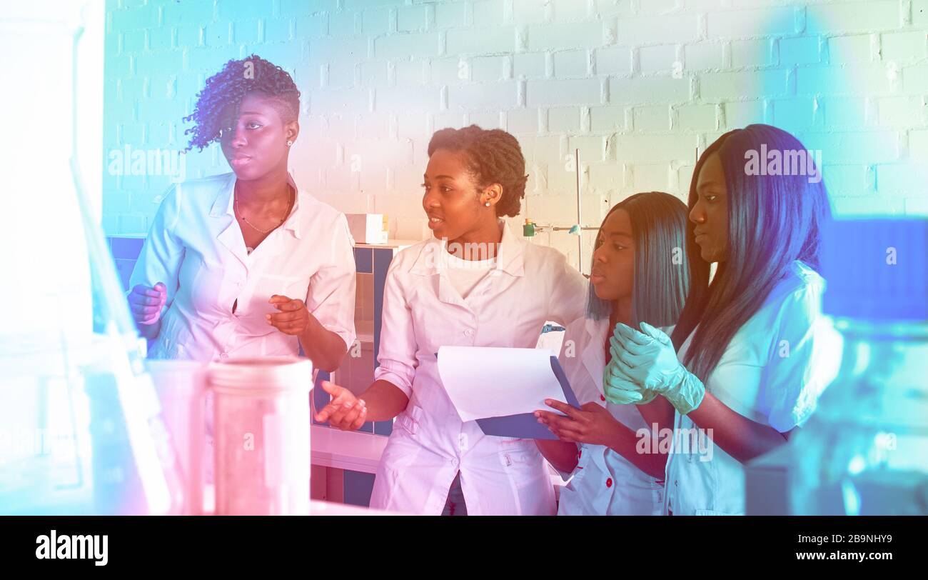 Female African medical students, young graduates in research, medical ...