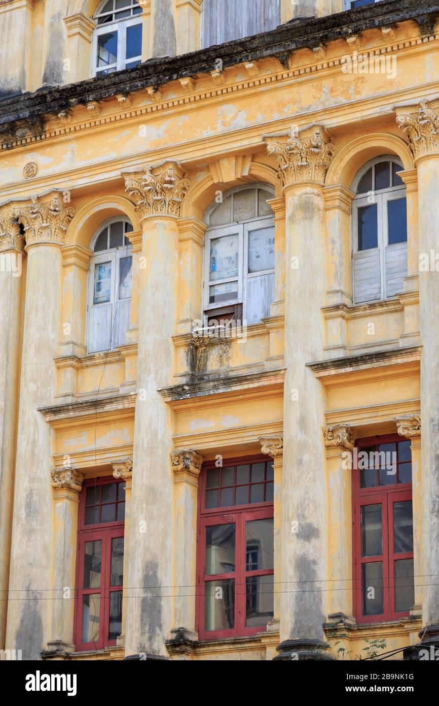 Colonial building on Merchant Street,Yangon (Rangoon),Myanmar (Burma ...