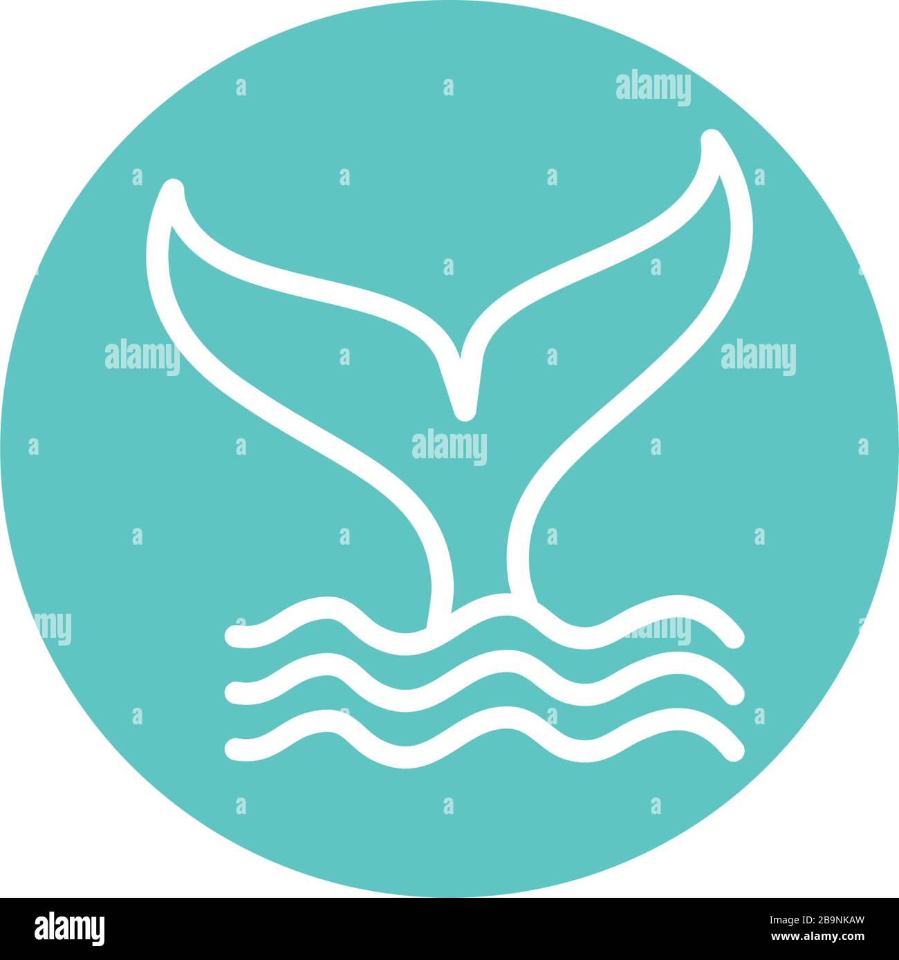 Dolphin tail line block style icon design Sea life ecosystem fauna ...