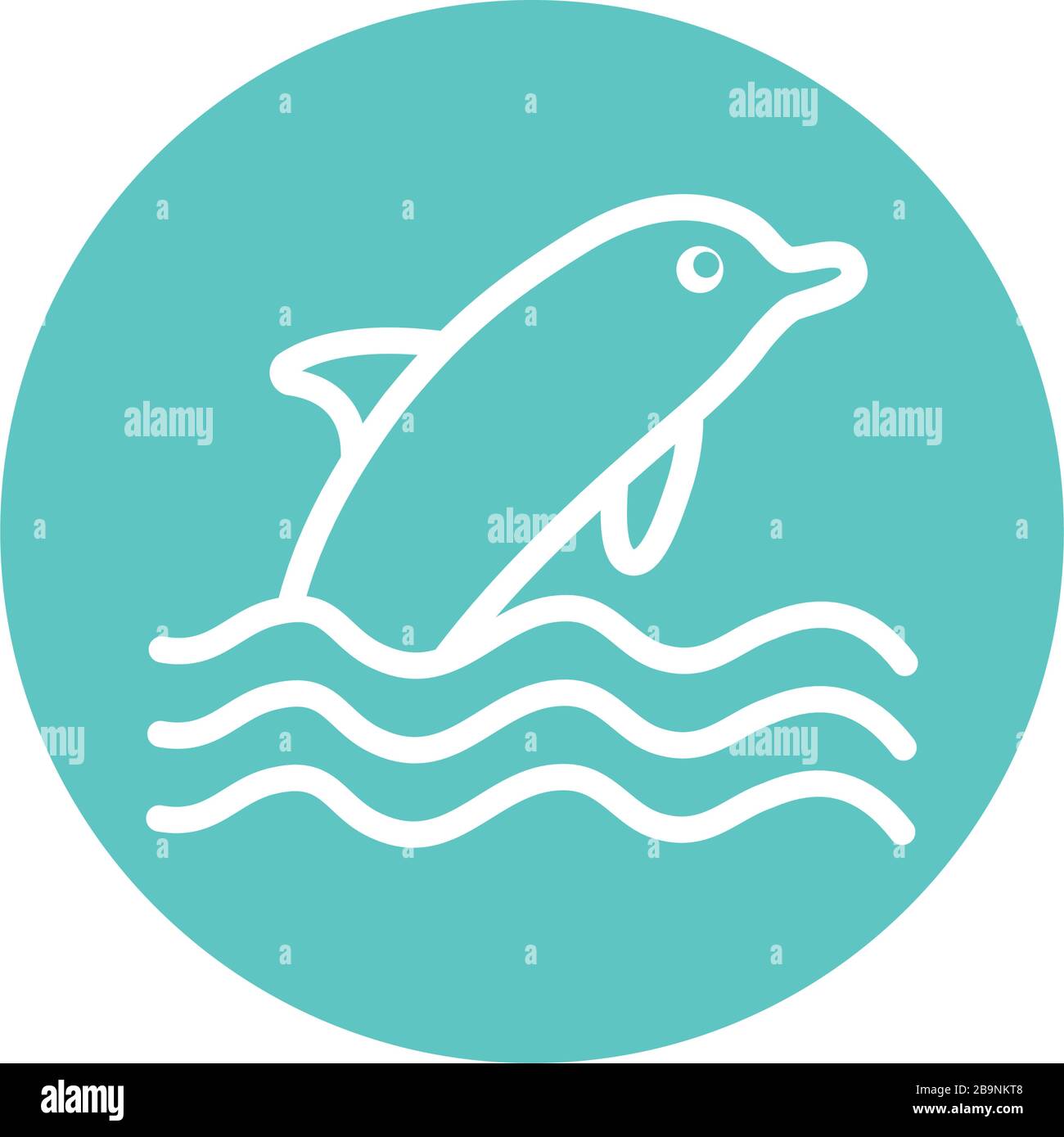 Dolphin line block style icon design Sea life ecosystem fauna ocean ...