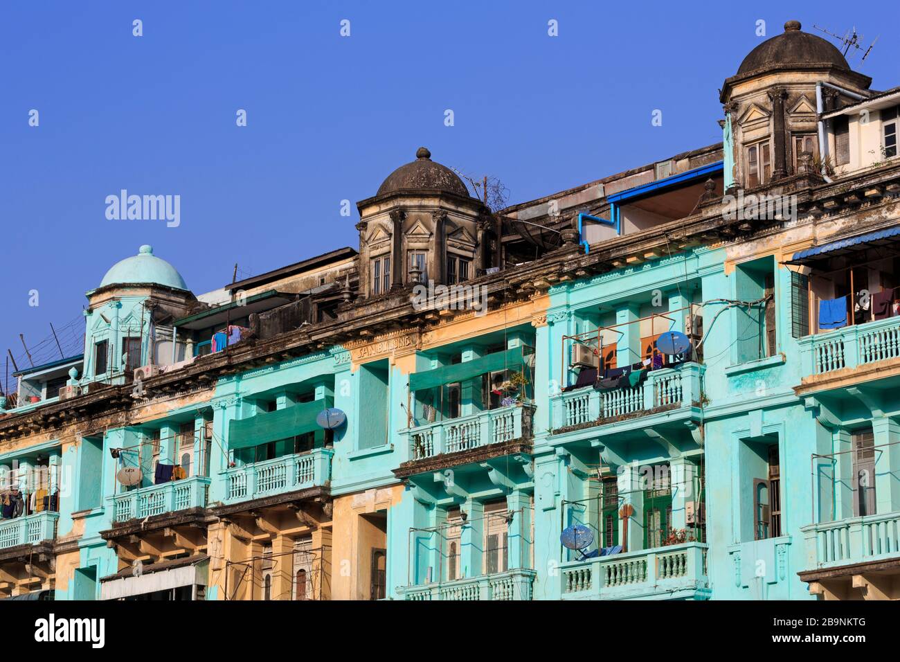 Colonial architecture on Sule Pagoda Road,Yangon (Rangoon),Myanmar ...