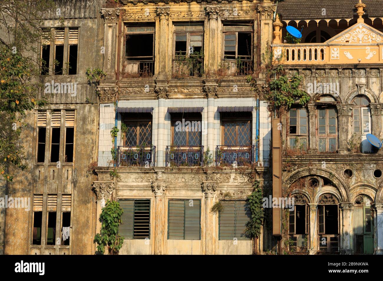 Colonial architecture on Sule Pagoda Road,Yangon (Rangoon),Myanmar ...