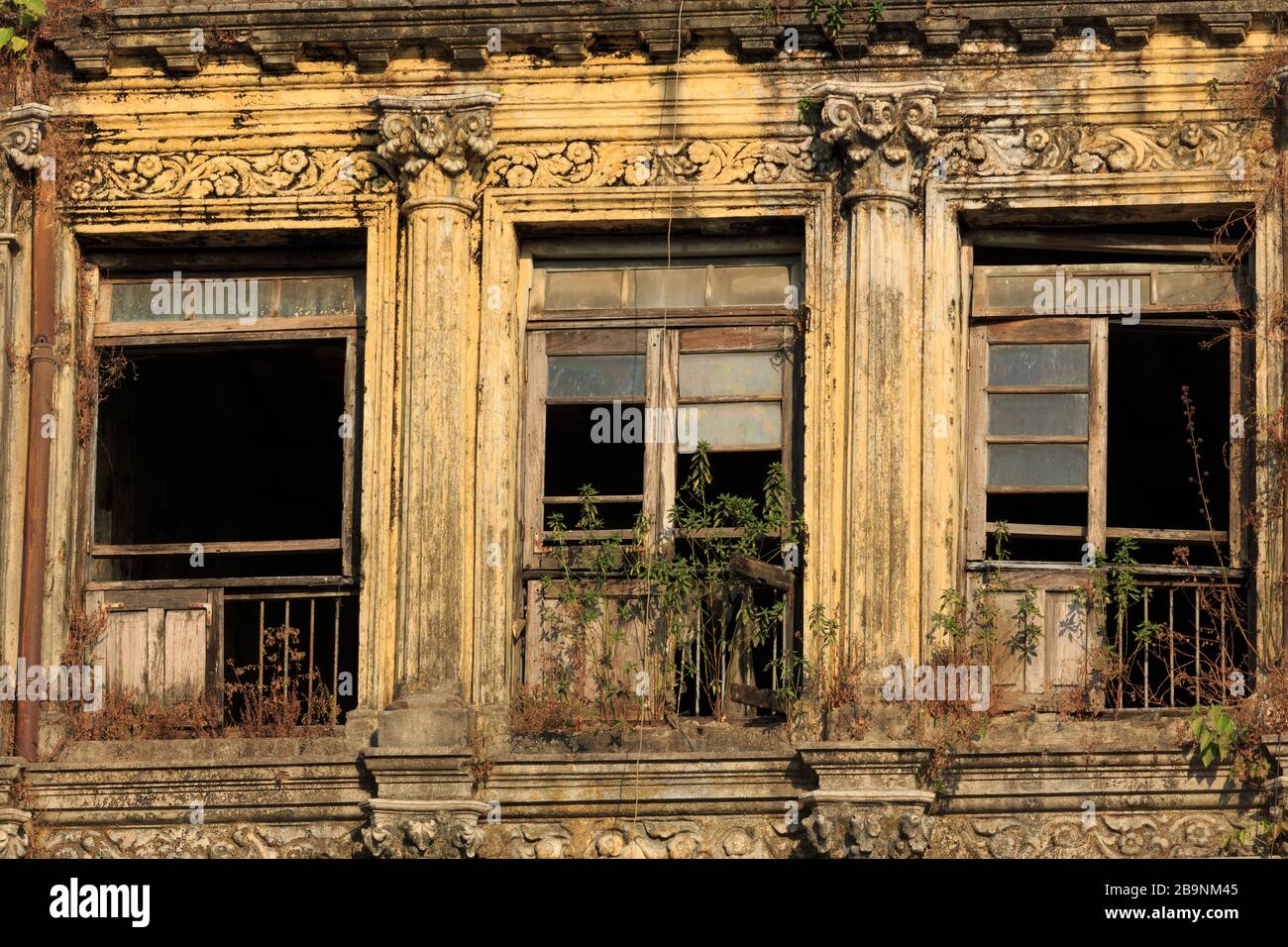 Colonial architecture on Sule Pagoda Road,Yangon (Rangoon),Myanmar ...