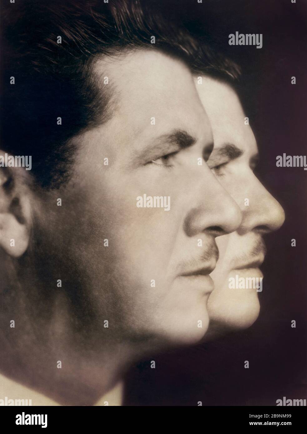 Head and Shoulders Double Exposure Portrait of Actor George Bancroft ...