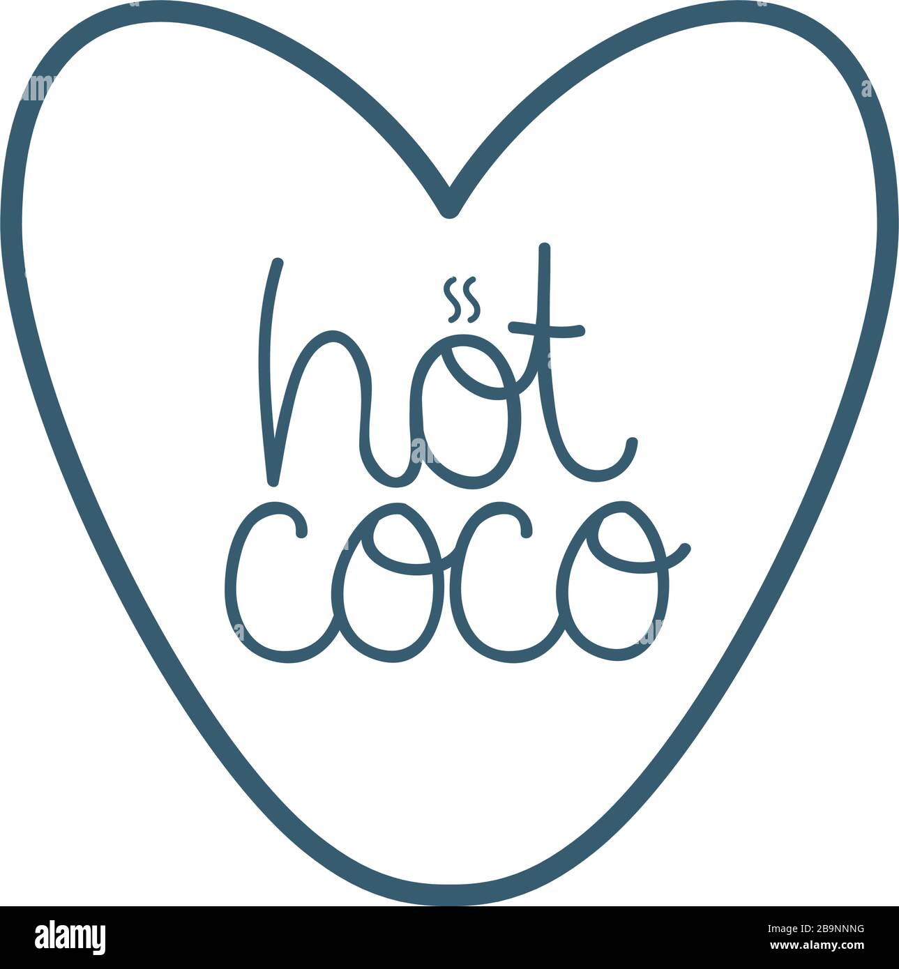 Heart and hot coco text line style icon design of love passion romantic ...