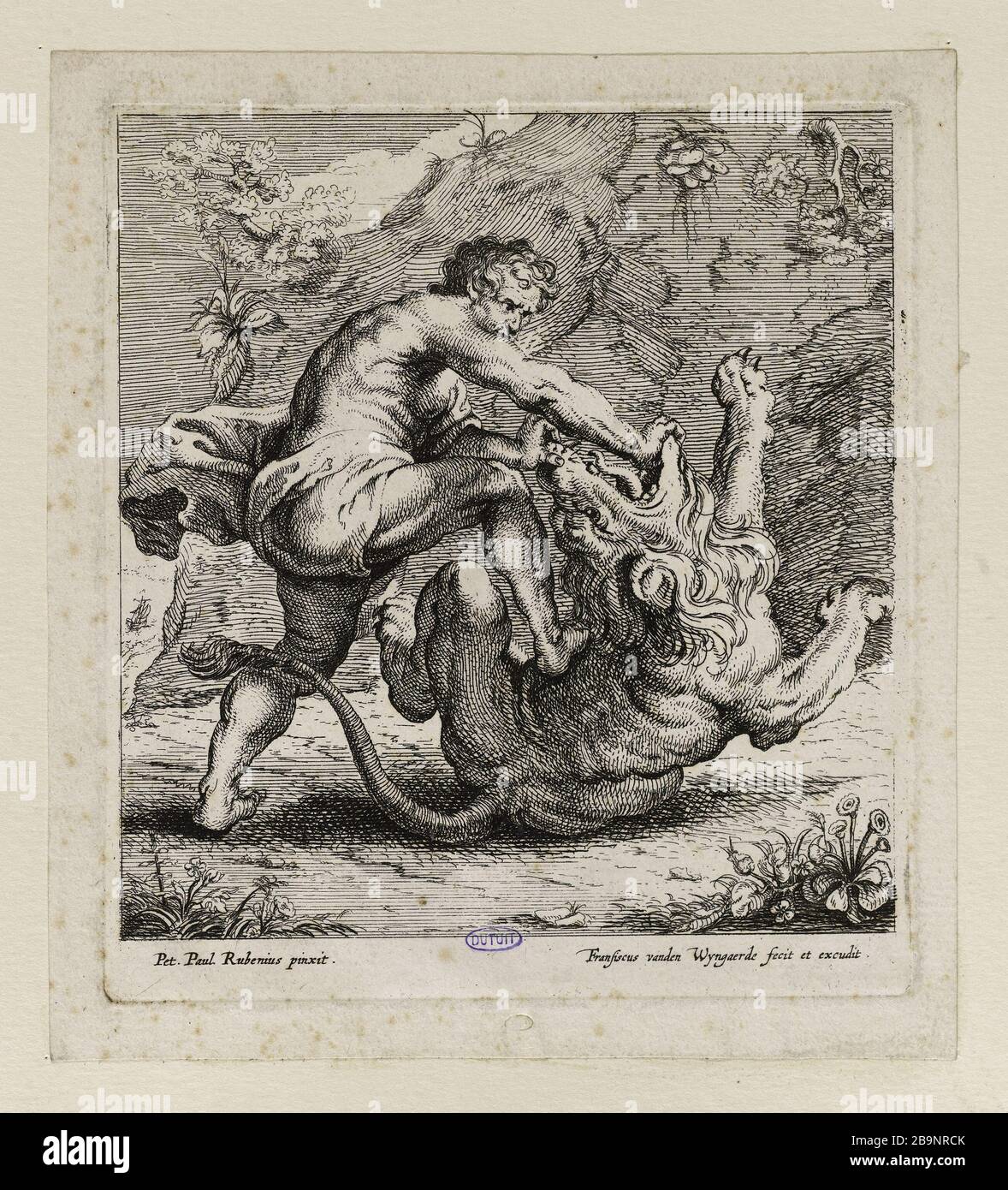 Samson killing the lion, after Rubens (Dutuit 17, p. 31) Van den ...
