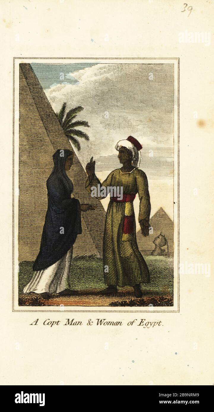 A Copt man and woman of Egypt, 1818. Coptic Christian people of Egypt ...