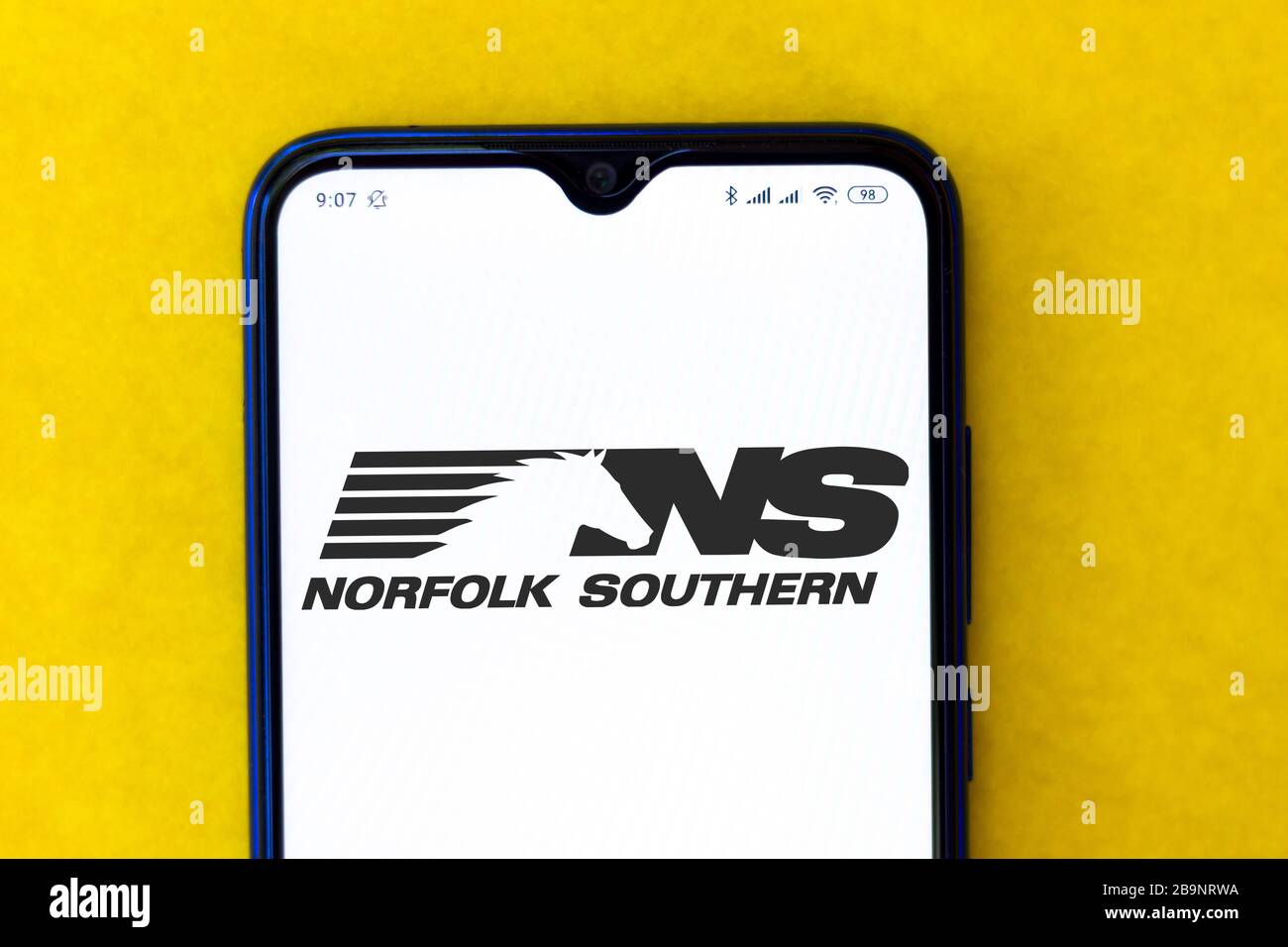 In this photo illustration a Norfolk Southern logo seen displayed on a smartphone Stock Photo ...