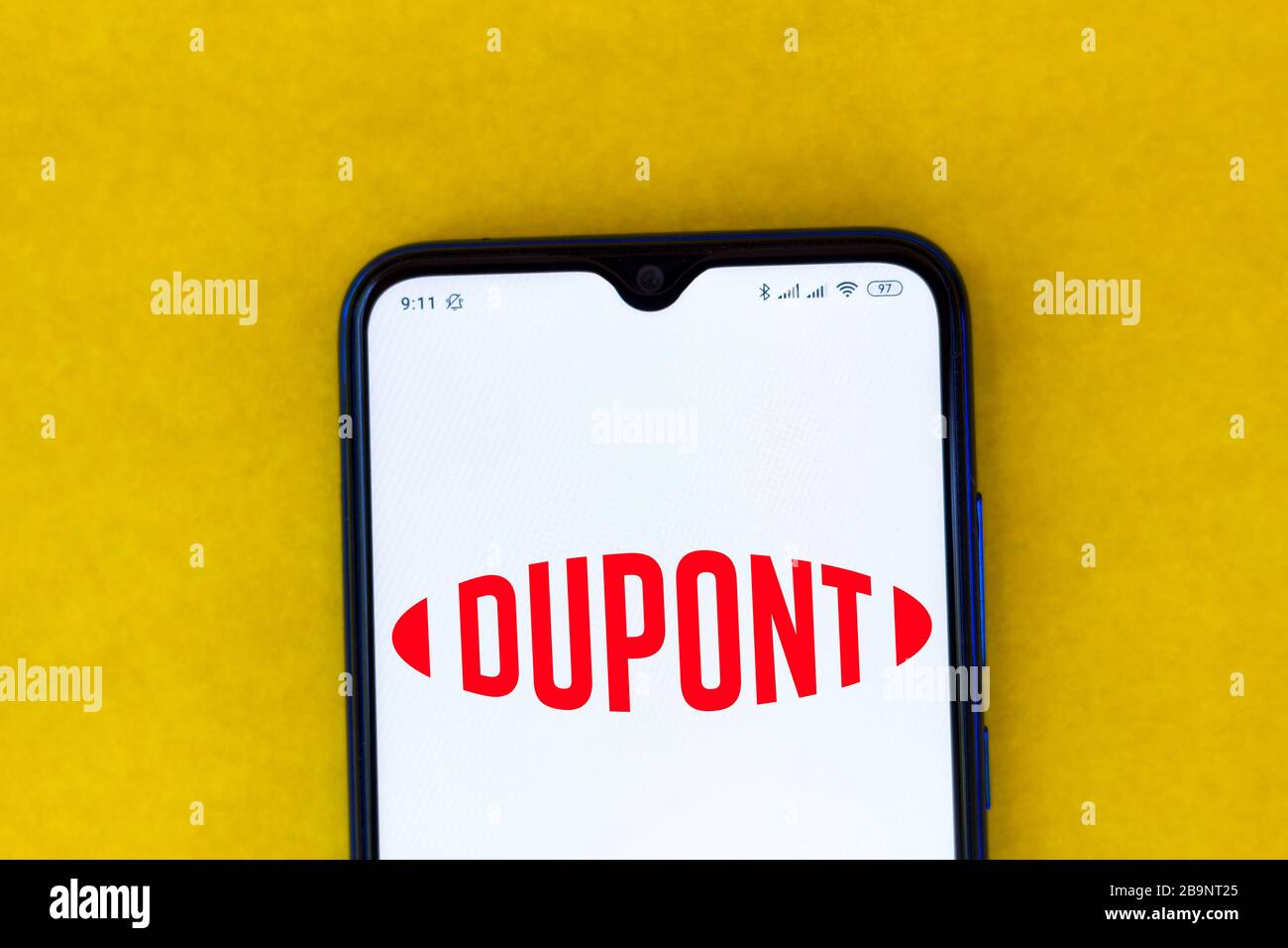 In this photo illustration a DuPont logo seen displayed on a smartphone ...