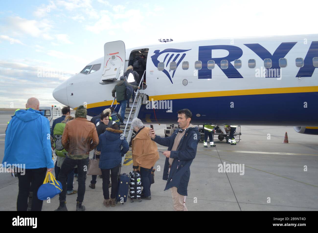 Boeing 737-800 series aircraft, operated by Ryan Air, boars passengers ...