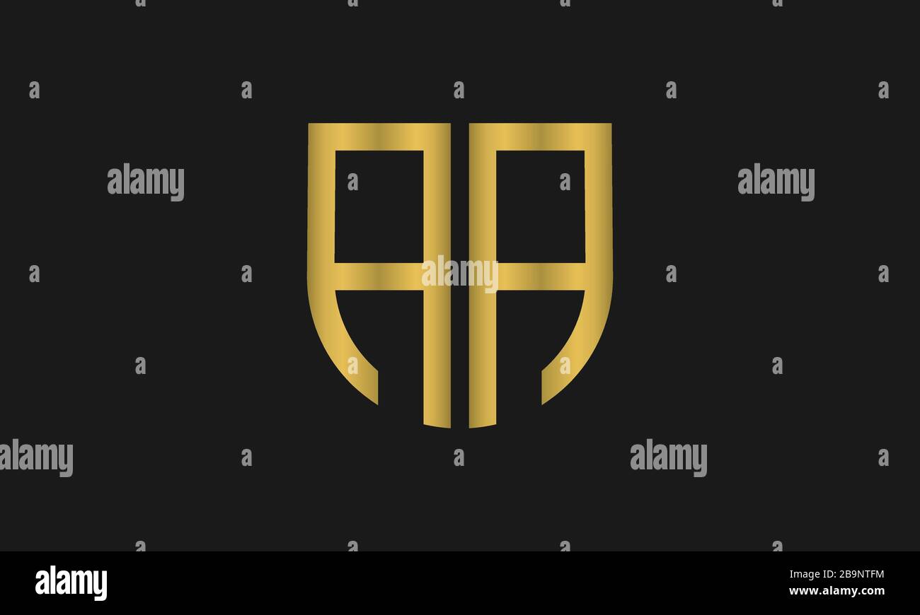 AA Letter monogram and shield sign combination. Line art logo design ...