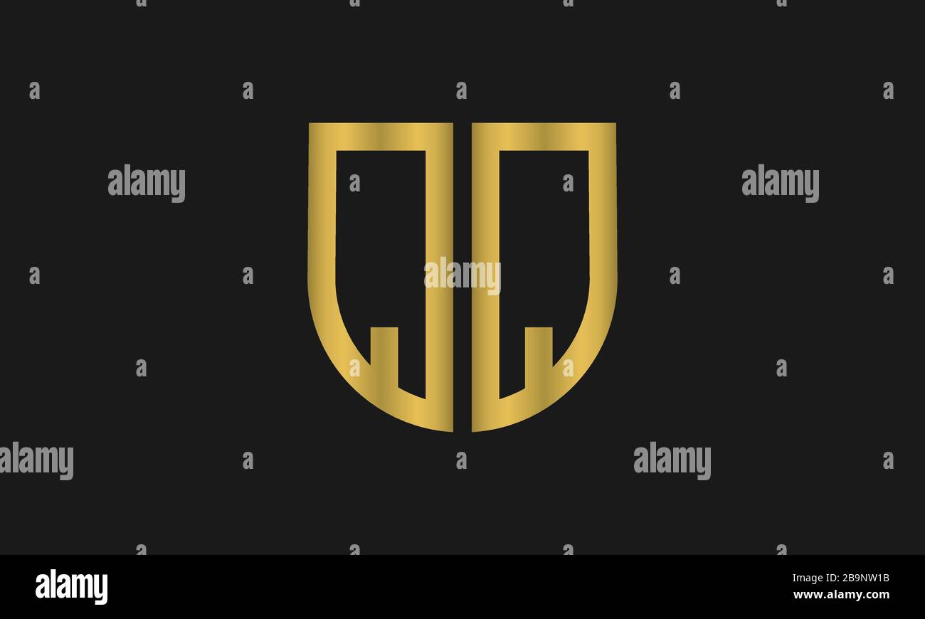Letter QQ monogram and shield sign combination. Line art logo design ...