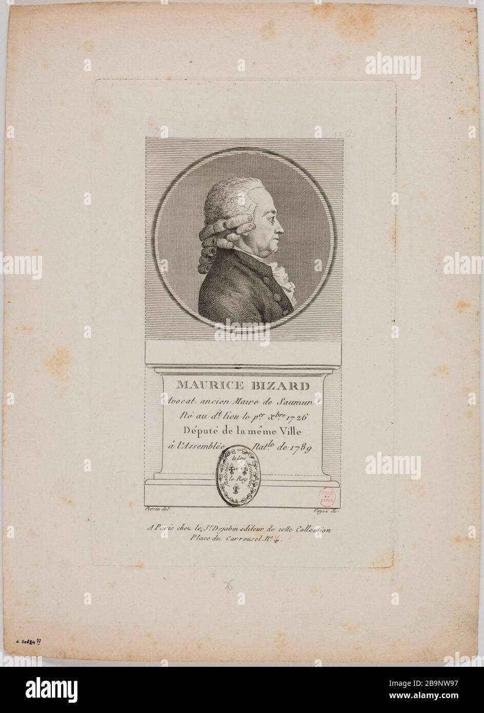 Portrait of Maurice Bizard. François Voyez (1746-1805). Portrait de ...