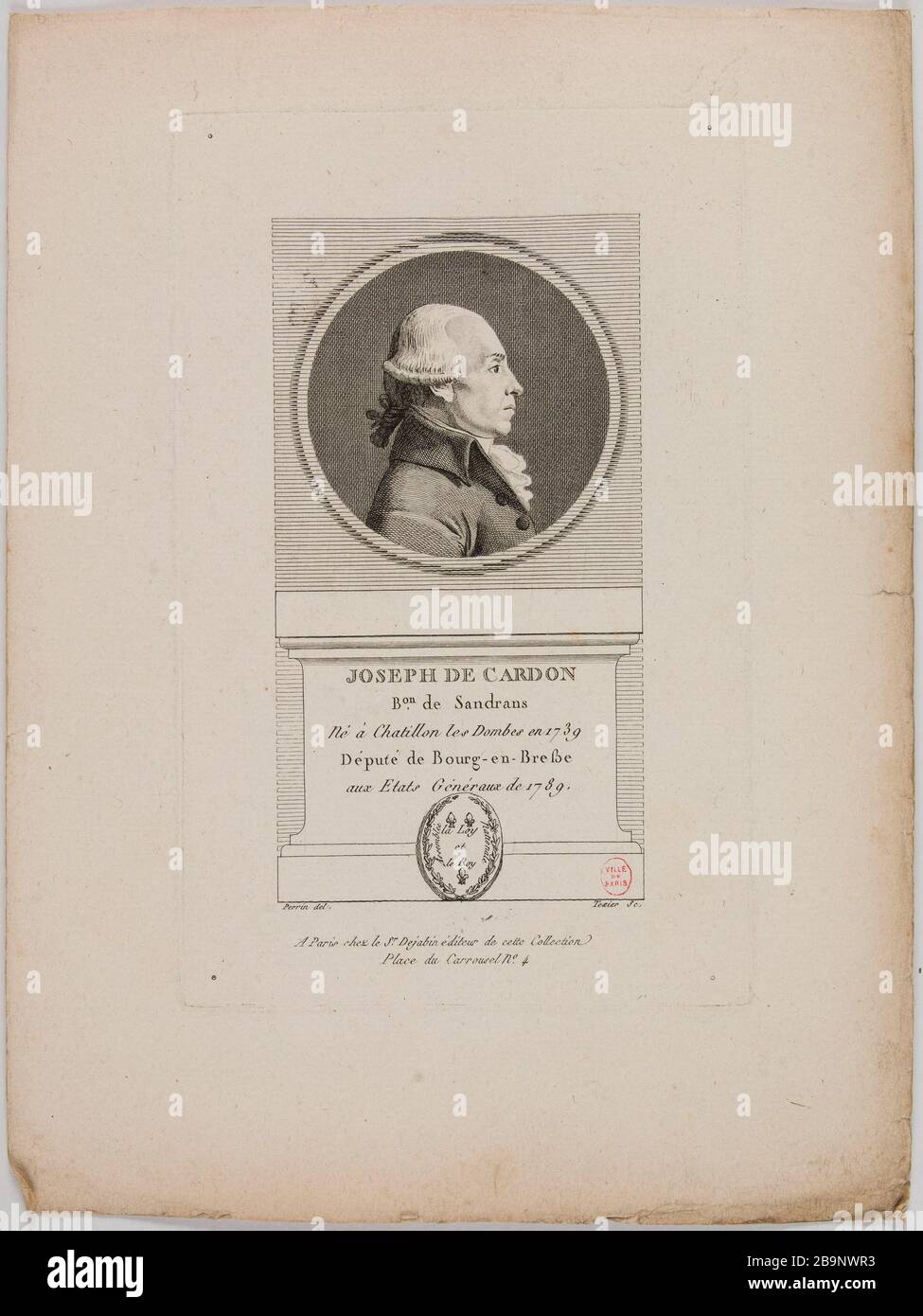 Portrait of Joseph Cardon. Texier. Portrait de Joseph de Cardon ...