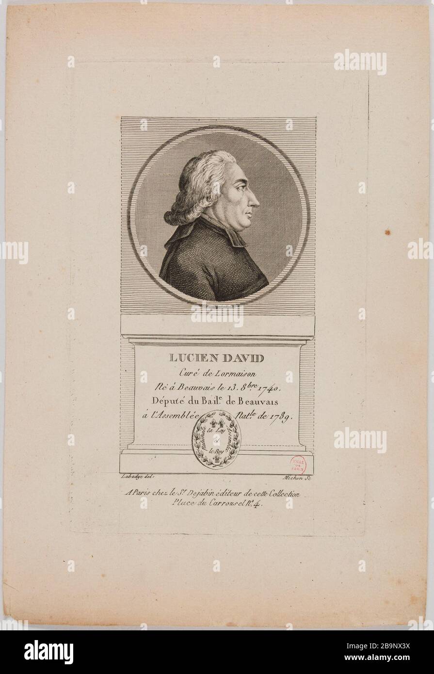Portrait of Lucien David. Michon. Portrait de Lucien David. Gravure au ...
