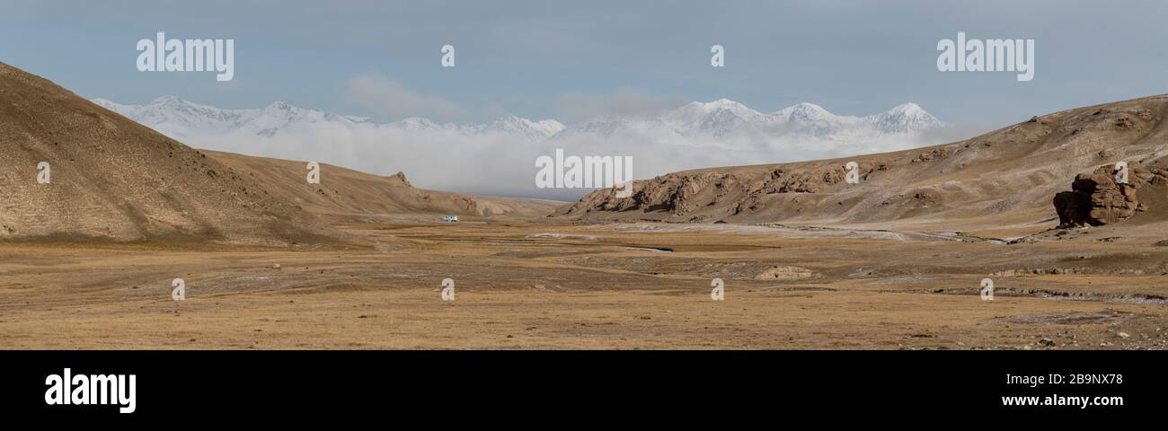 early morning landscapes in the Ak-Sai valley heading to the Kol Suu ...