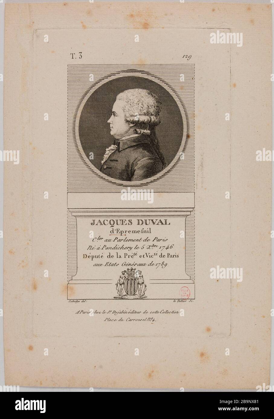 Portrait of Jacques Duval. Charles-François Le Tellier (173-1800 ...