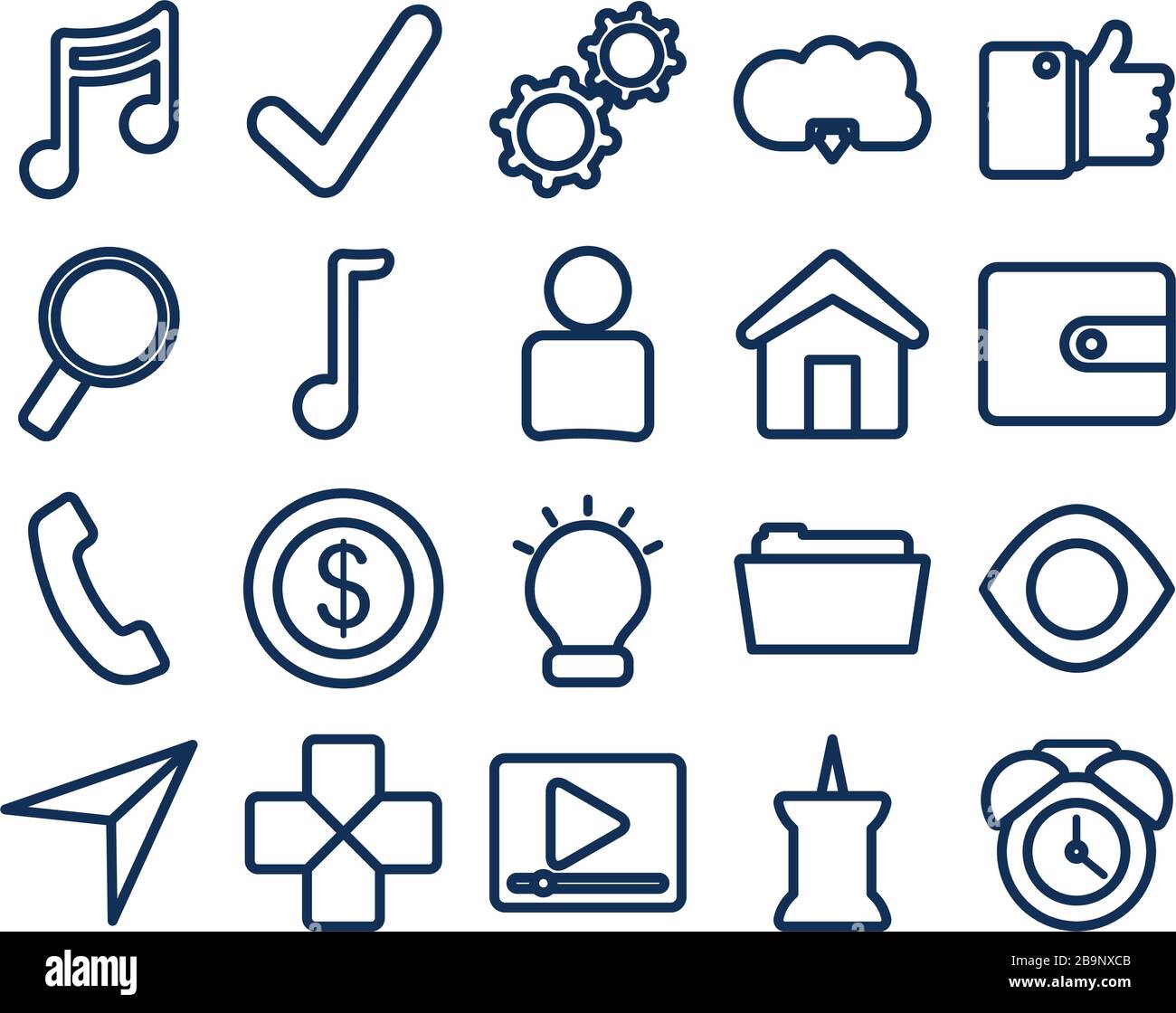 line style icon set design, Social media apps multimedia communication ...