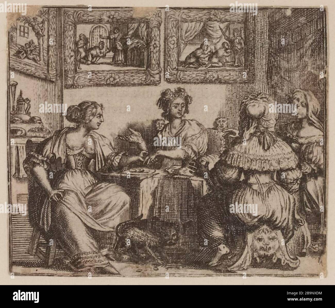 Women in a table inside the seventeenth century Stock Photo - Alamy