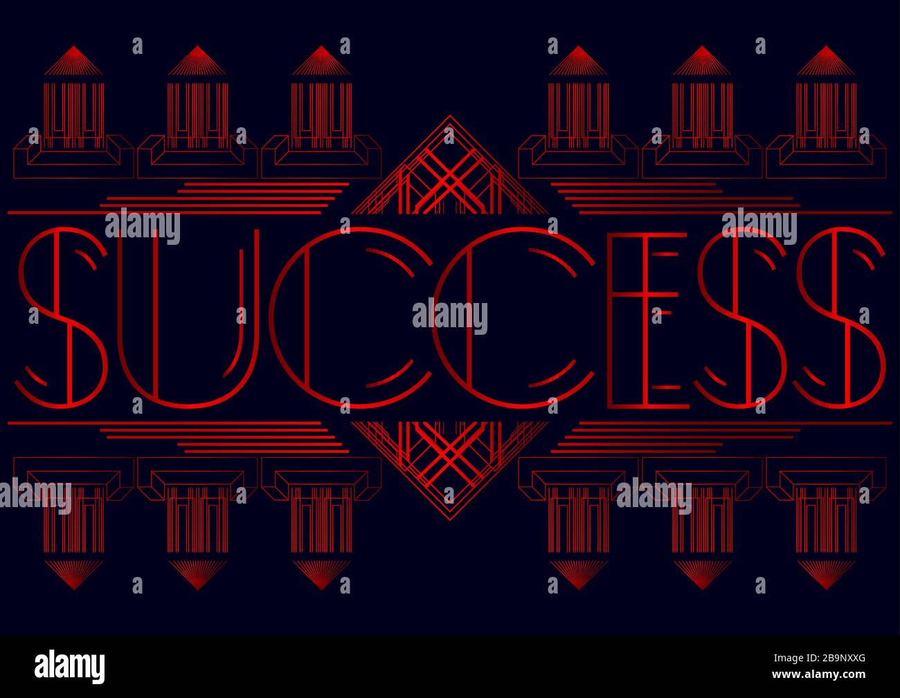 Art Deco Success text. Decorative greeting card, sign with vintage ...