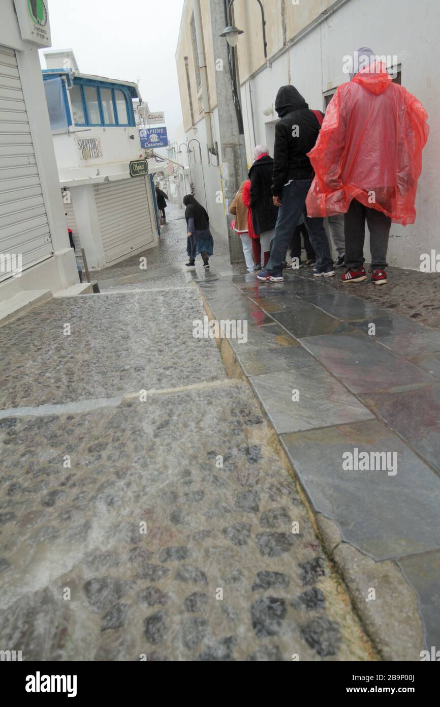 Rainy day in Santorini, Greece Stock Photo - Alamy