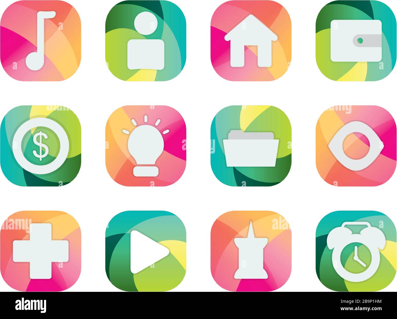 block flat style icon set design, Social media apps multimedia ...