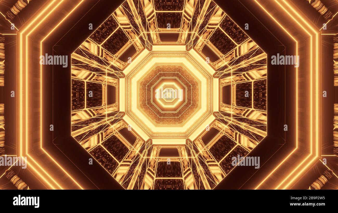 Vivid abstract psychedelic octagon corridor pattern for background with ...