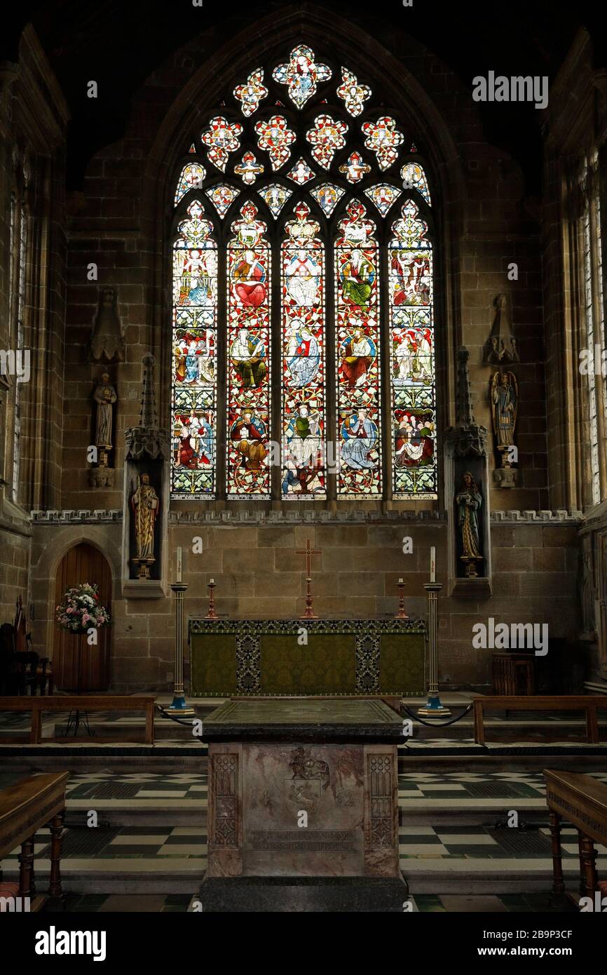 stained glass window in Tideswell church Derbyshire England UK Stock ...