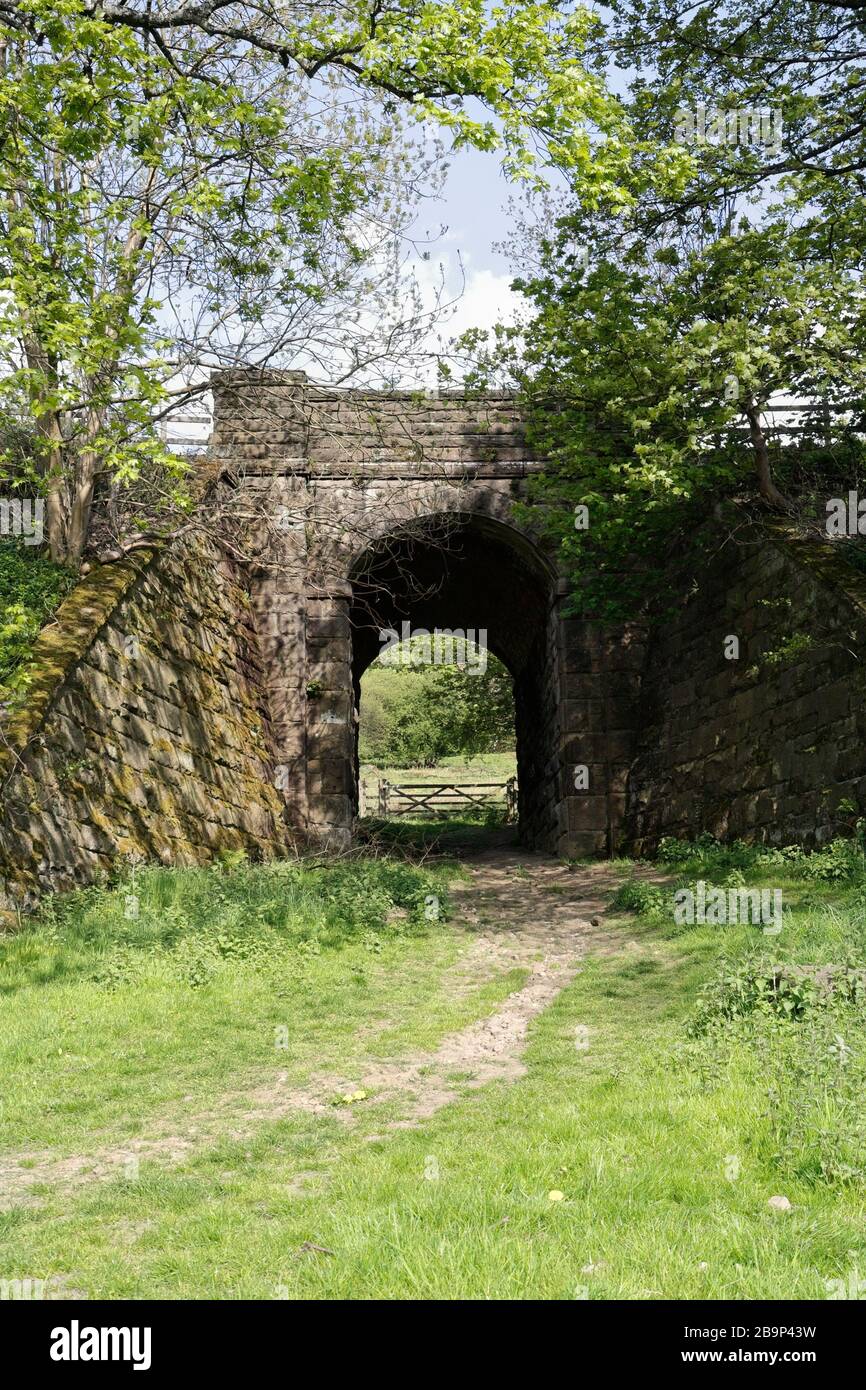 Farm track / footpath under railway line, Hathersage Derbyshire England ...