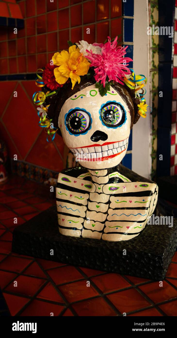 Big Bright Eyed Female Mexican Skeleton Art Stock Photo - Alamy