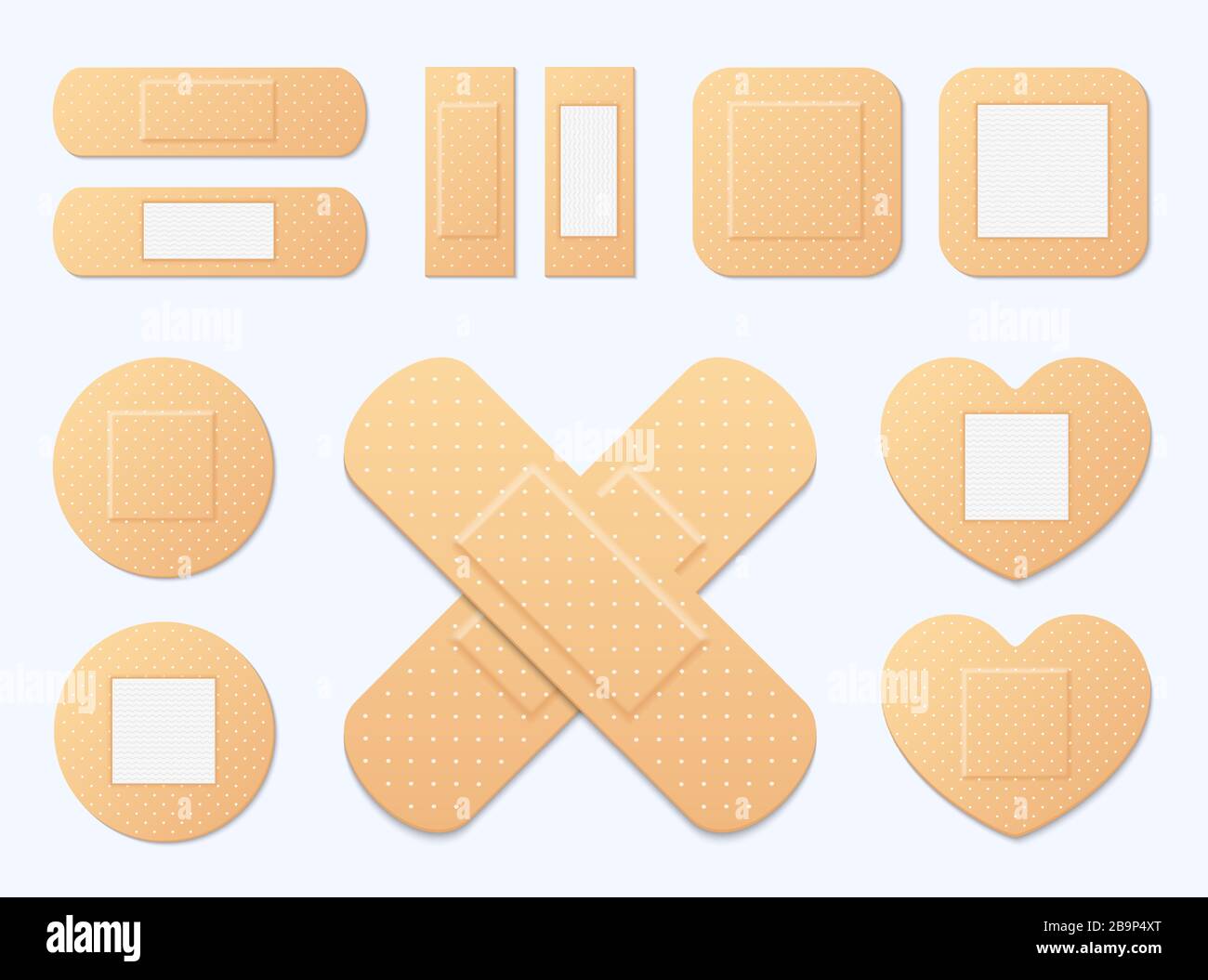 Adhesive bandage elastic medical plasters vector set. Illustration of ...