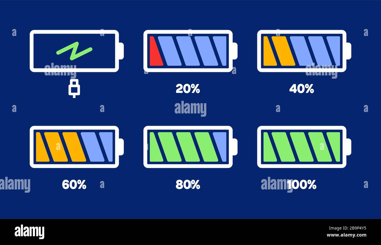 Energy level icon. Charge load, phone battery indicator, smartphone ...